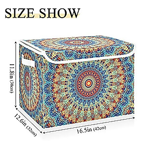 senya Large Storage Bins with Lids Large Closet Storage Bins Mandala Decorative, Foldable Fabric Storage Boxes with Handle for Home Bedroom Office(228vb9k)