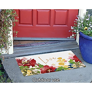 Toland Home Garden 800538 Love Blooms Spring Door Mat 18x30 Inch Flower Outdoor Doormat for Entryway Indoor Entrance