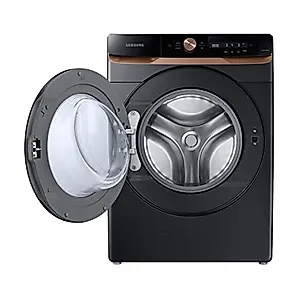 SAMSUNG 4.6 Cu Ft AI Smart Dial Front Load Washer, Large Capacity Machine, Stackable for Small Spaces, 28 Min Super Speed Clothes Washing, Energy Star Certified, WF46BG6500AVUS, Brushed Black