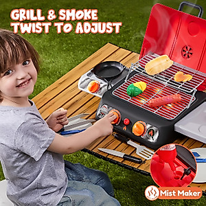 Extra Large 2-Layer BBQ Grill Playset with Pretend Smoke, Light, Sound & Color-Changing Food, Kitchen Toy Set,Pretend BBQ Grill Toy Set for Kids (25X13X12 Inch)