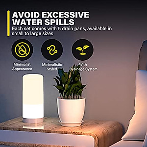 iPower Plastic Planter Pots 5 PCS Set 4.5-7.1 Inch Plant Pot Indoor Modern Decorative Nursery with Drainage Holes and Tray for All House Plants, Succulents, Flowers, Cactus or Seedling, White