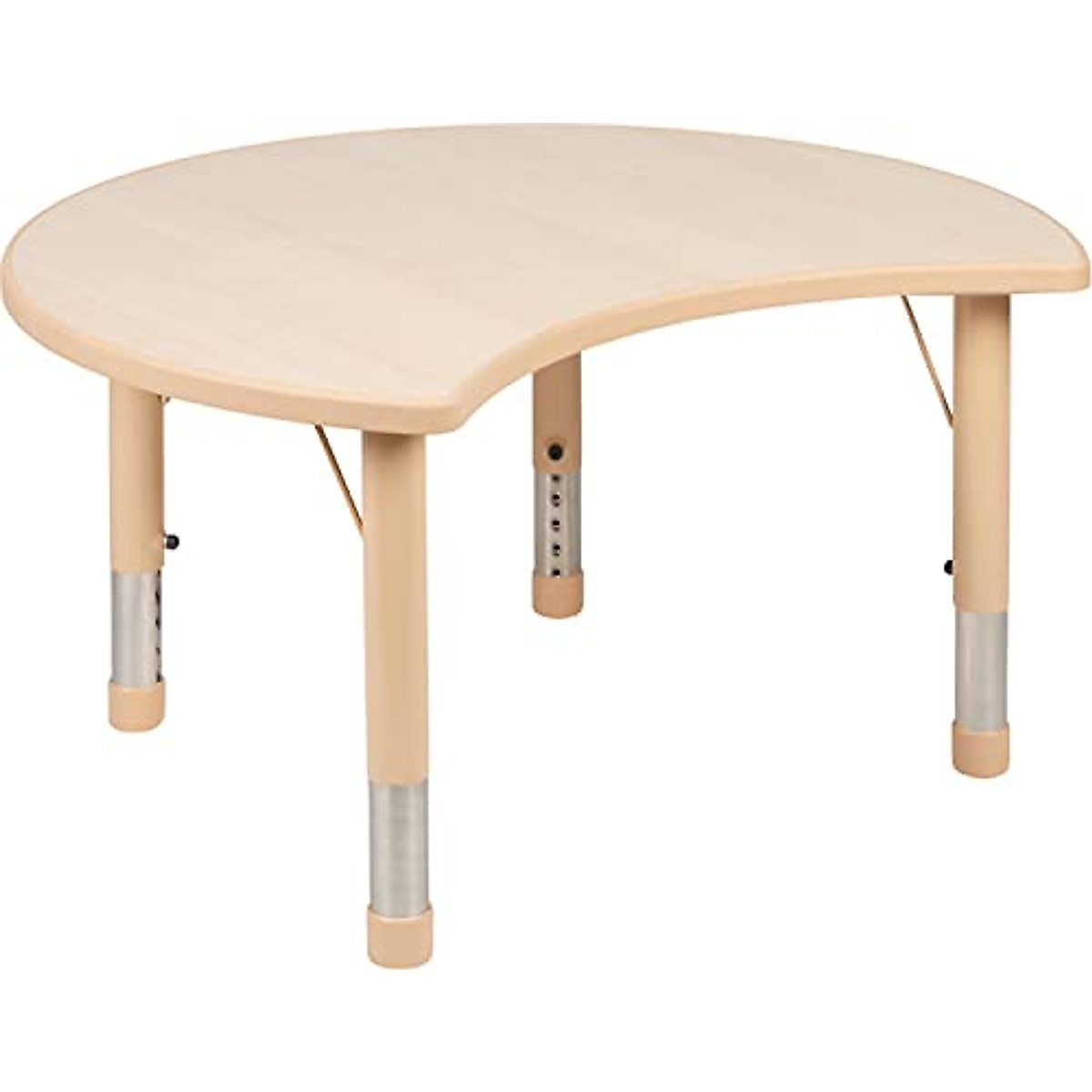 Flash Furniture Wren 25.125"W x 35.5"L Crescent Natural Plastic Height Adjustable Activity Table