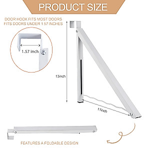 RMERVE 2 Pcs White Over The Door Hanger Organizer Drying Rack Collapsible Retractable Clothes Drying Rack Space Saver for Hanging Clothes Towels Bathrooms (White)