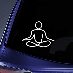 Bargain Max Decals Yoga Pose Outline Sticker Decal Notebook Car Laptop 5.5" (White)