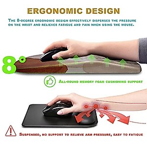 Ergonomic Mouse Pad with Wrist Rest Support, Massage Design Mouse pad Relief Carpal Tunnel Pain, Entire Memory Foam Non-Slip Mouse Pad, Computer Mouse Pads for Wireless Mouse Pad, Cool Boho Stone