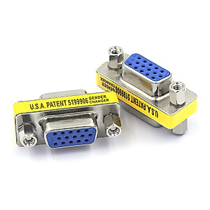 VCE VGA Adapter Female to Female SVGA Coupler HD15 Mini Gender Changer VGA Cable Extender, 4-Pack