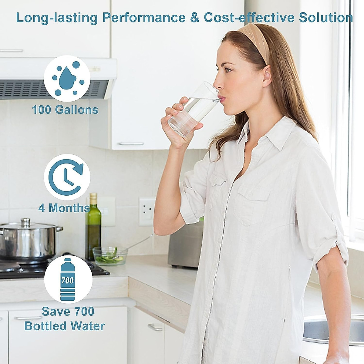 Faucet Water Filter Replacement for Brita Faucet Filtration Systems Compatible with Brita 36311 On Tap Faucet Filters System for Sink FR-200 FF-100 - Pack of 4 - Fits All Brita Tap Water Filters