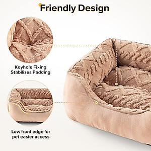 JOEJOY Small Dog Bed for Medium Small Dogs, Rectangle Washable Dog Sofa Bed, Breathable Soft Puppy Bed, Durable Pet Cuddler Bed with Anti-Slip Bottom, 25"x21"x8", Beige
