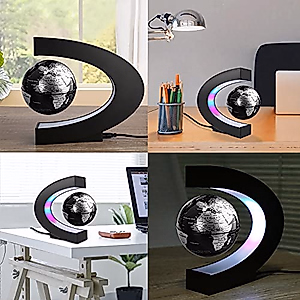 REHAVE Holiday Birthday Gifts for Kids, Graduation Gifts for Him, Magnetic Levitation Floating World Map Globe with C Shape Base, LED Light Lamp - Gifts for Men, Boyfriend, Dad, Fathers Day Gifts