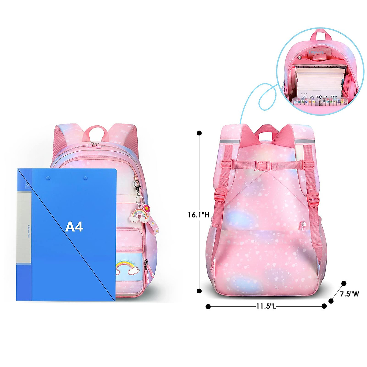 cotmcor Backpacks for Girls, Kids Backpack, Cute Bookbag Bunny School Bag for Kindergarten and Elementary