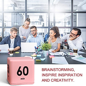 Cube Timers Cube Kitchen Timer Gravity Sensor Flip Timer Cube Countdown Timer 2.6 Inch Kids Timer Square Workout Timer Exercise Timer Game Timer 15-20-30-60 Minutes for Time Management (Pink)