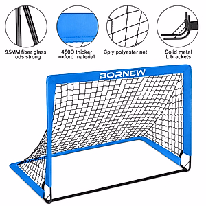 Kids Soccer Goal for Backyard Set - 2 Set 4X3 ft Toddler Soccer Nets Training Equipment, Soccer Ball, Pop Up Portable Soccer Set for Kids and Youth Games and Training Goals