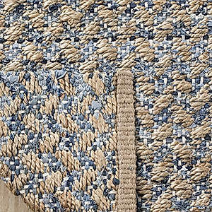 SAFAVIEH Cape Cod Collection Accent Rug - 4' x 6', Blue & Natural, Handmade Boho Braided Jute, Ideal for High Traffic Areas in Entryway, Living Room, Bedroom (CAP305M)