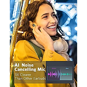 RAVESOUND True Wireless Earbuds Bluetooth 5.2 - Noise Cancelling Mic Ear Buds, 100ms Low Latency Earbuds with 25Hrs Play Time, IPX7 Waterproof in Ear Earbuds for Sport, Deep Bass Bluetooth Headphones