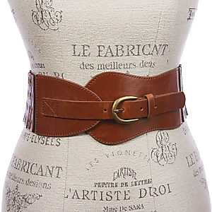 Women's 3" Wide High Waist Fashion Stretch Belt, Tan | s/m (26"-29" waist)