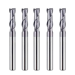 SpeTool 5PCS 2 Flutes Square Nose End Mill Set Power Milling Machine Carbide Upcut CNC Router Bits Tiain Coated, 1/4 inch Shank, 2 1/2 inches Long Overall…