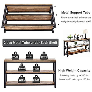 FATORRI Industrial Console Table for Entryway, Wood Sofa Table, Rustic Hallway Tables with 3-Tier Shelves for Living Room (55 Inch, Rustic Oak)