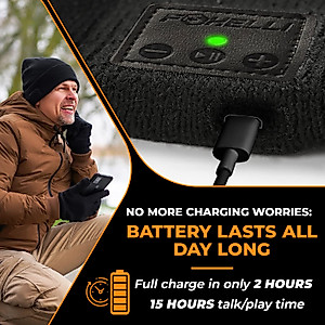 Foxelli Bluetooth Beanie – Wireless Beanie Hat with Headphones for Men & Women Black