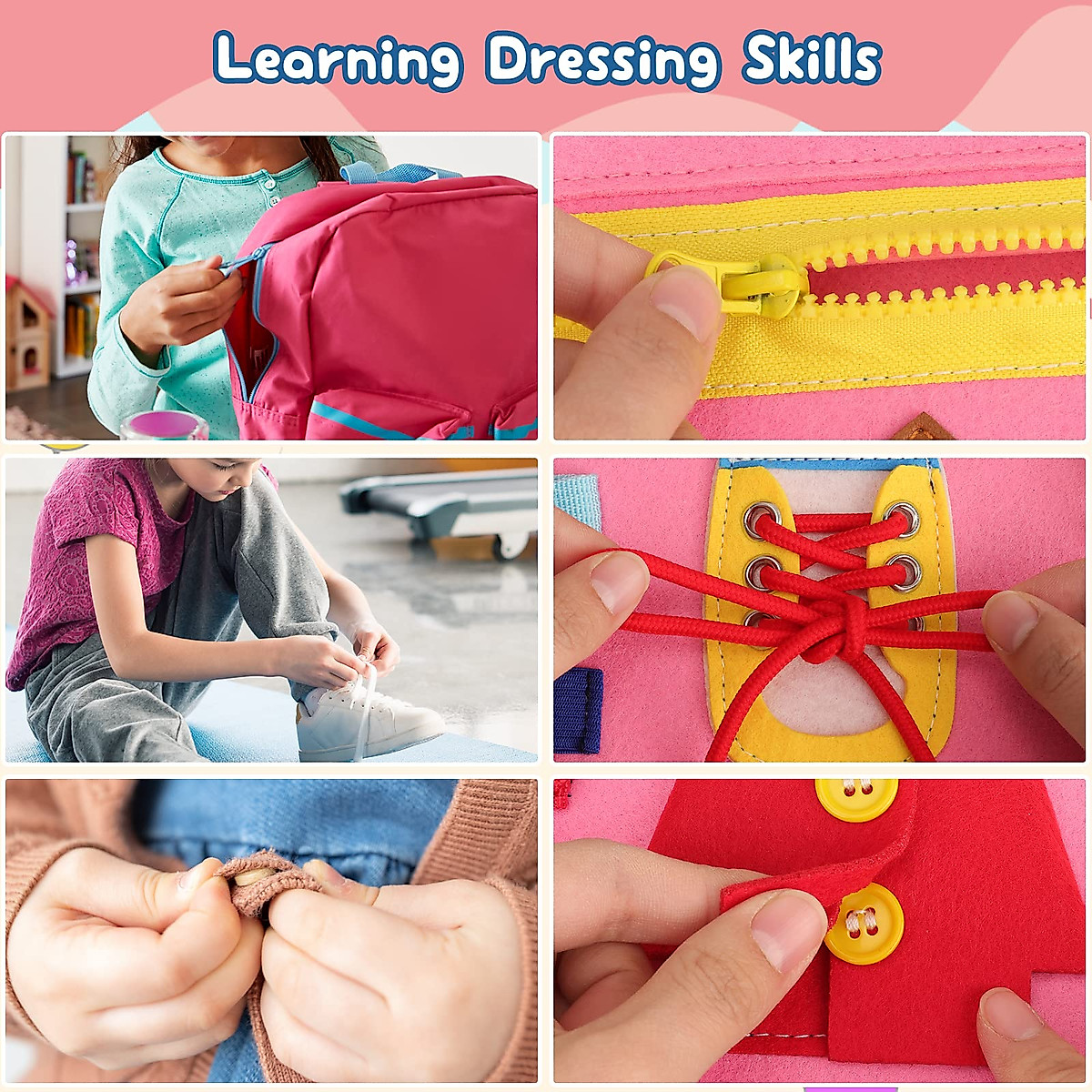 SUGELI Busy Board for Toddlers, 25 in 1 Montessori Toys Activity Board Sensory Toys for 1 2 3 4 5 6 Year Old Girls