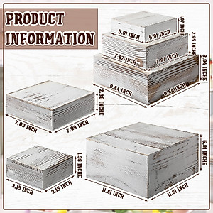 Roowest 6 Pcs Wood Cupcake Display Stand Whitewashed Decorative Dessert Wood Cake Stand Risers Wooden Rustic Square Stackable Decorative Box Risers for Wedding Birthday Christmas Party