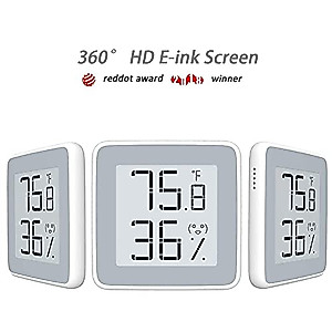 Smart Guesser Digital Hygrometer Indoor Thermometer, Thermometer for Home HD E-Ink Screen Room Temperature Humidity Meter High Acurracy Temperature Sensor Humidity Gauge, Gray & White, (MHO-C202)