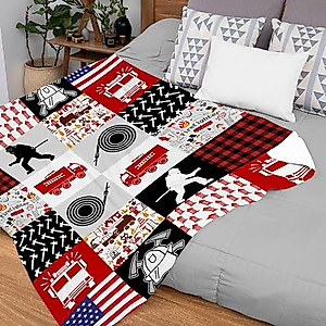 Fire Truck Blanket Ultra Soft Truck Car Blanket for Toddler Boys Men Truck Gifts for Truck Lovers Police Firefighter Blanket for Birthday Anniversary Couch Bed Outdoor 40"x50"for Kids/Child