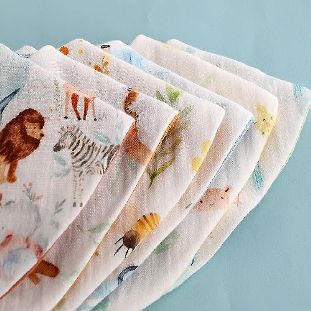 vuminbox Muslin Baby Bibs Bandana Drool Bibs 100% Cotton Absorbent Soft Reversible 6-Pack Set for Feeding, Teething Pattern and Solid Color for Unisex