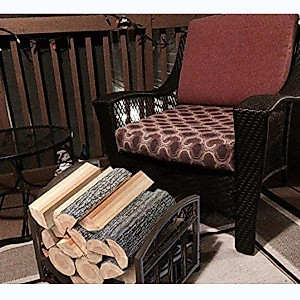 Firewood Rack Holder With Decorative Scroll Design- Metal Outdoor Indoor Log Storage Bin for Fireplace Firepit and Wood Stove by Home-Complete (Brown)