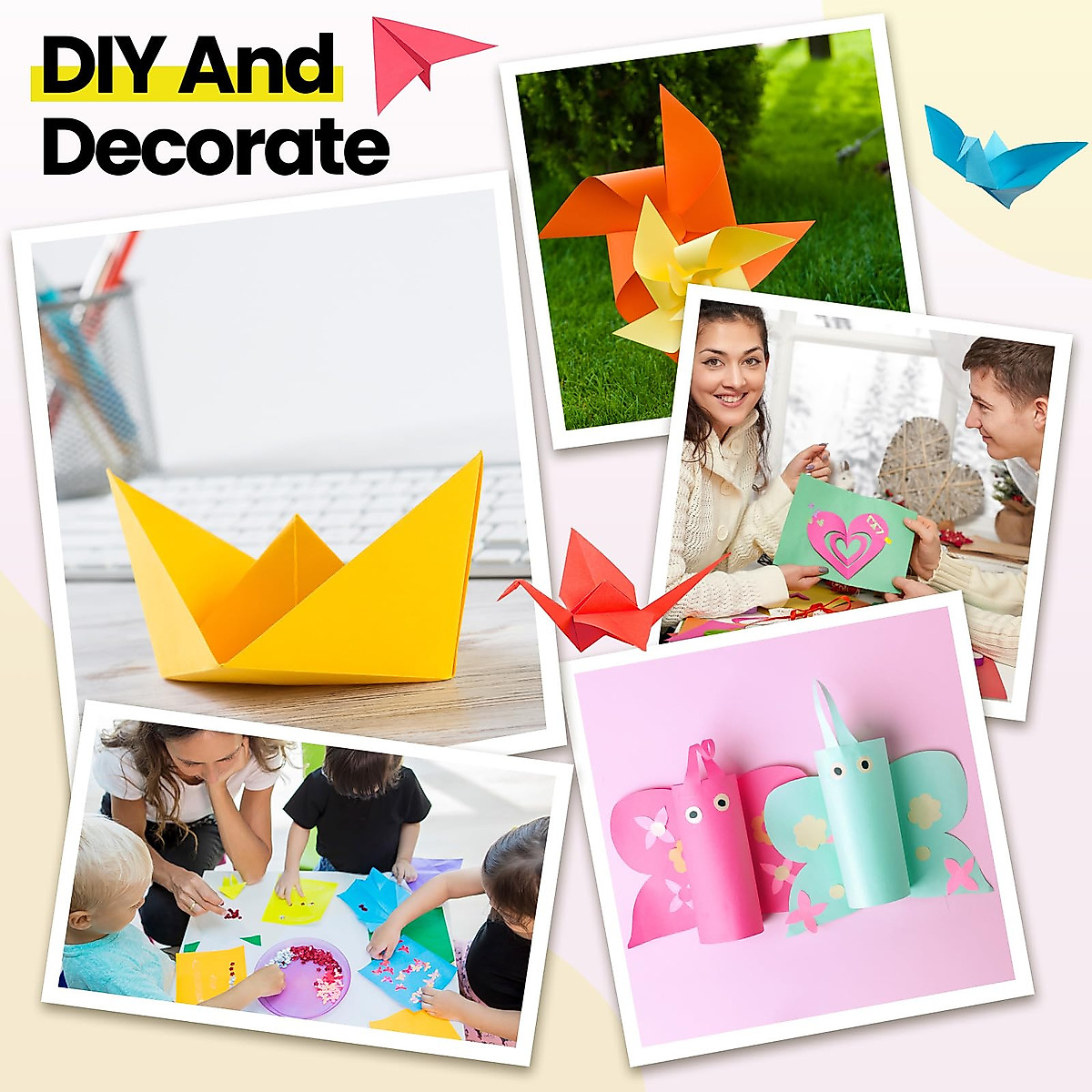 Yeaqee 500 Sheets Colored Construction Paper Bulk 8.5 x 11'' and 12 x 18'' Construction Paper Lightweight Art School Supplies Colorful Craft Paper for Kids Adults Arts and Crafts (70 GSM)