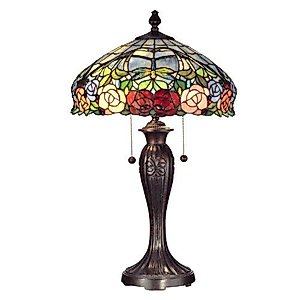 Dale Tiffany TT12232 Tiffany/Mica Two Light Table Lamp in Bronze/Dark Finish, 16.25 inches, 27.00x16.25x16.25, Fieldstone