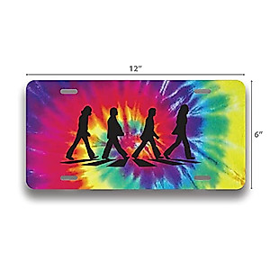 Beatles Abbey Road Crosswalk Space Band Vinyl Album Record Iconic Abbey Road Crosswalk Merchandise Memorabilia UV Full Color License Plate Aluminum UV012 (TieDye Walking)