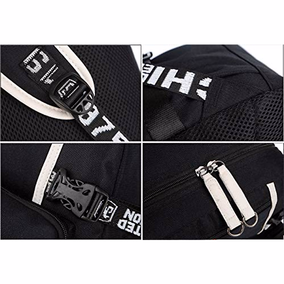 WANHONGYUE One Piece Anime Backpack Rucksack Laptop Book Bag Casual Dayback Black-4