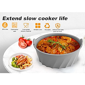 Silicone Crock Pot Liner Reusable Fits 6 Quart Slow Cooker Liners 2Pcs