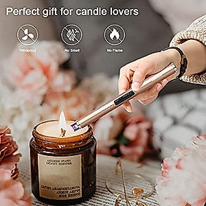 ARECTECH Lighter Rechargeable Lighter Electric Lighter Candle Lighter Arc Plasma Lighters for Candle Kitchen Camping Type-C Champagne Gold