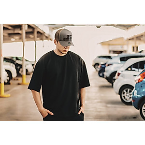 AMPLESH Premium 3D Embossed American Flag Trucker Hat Mesh Baseball Cap Outdoor Snapback Hat for Men Women (as1, Alpha, m, l, White/Black)