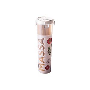 Airtight Cylinder Pasta Container with Serving Portion Lid | Locking Lid with 1-2 Serving Portions Options | BPA-Free Plastic Noodle Container | Kitchen Pantry Organization and Storage
