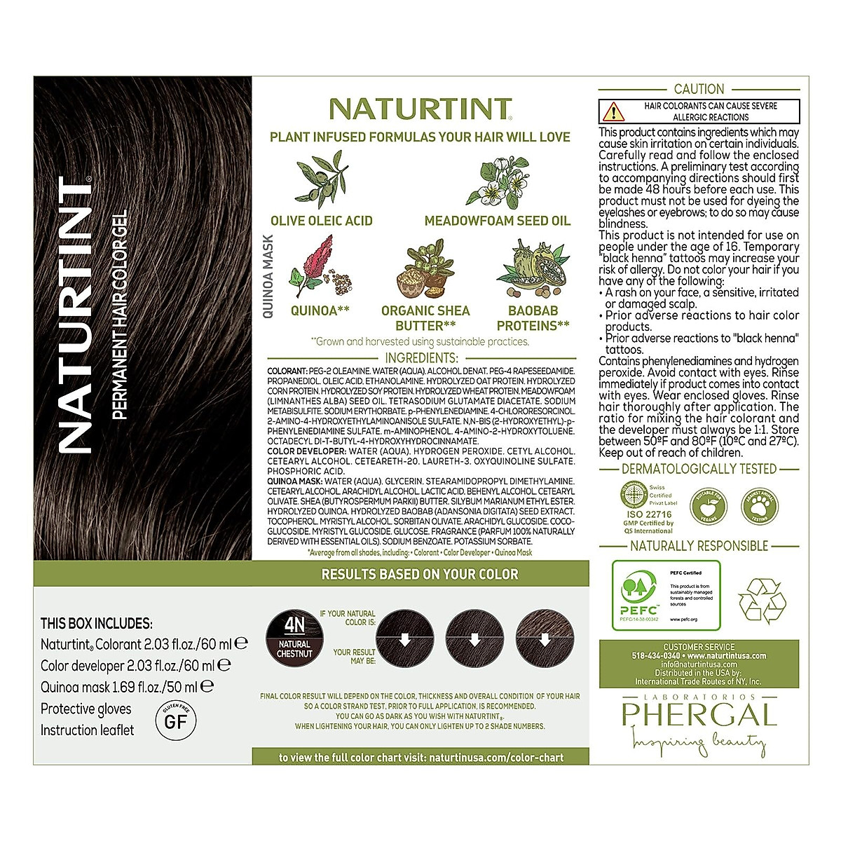 Naturtint 4N Natural Chestnut Permanent Hair Color (Pack of 6), Ammonia Free, Vegan, Cruelty Free, up to 100% Gray Coverage, Long Lasting Results (Packaging may vary)