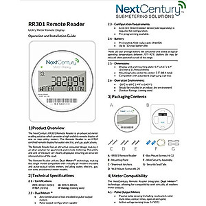 Next Century Remote Reader Display for Pulse or Encoded Meters (Water, Gas and Electric)