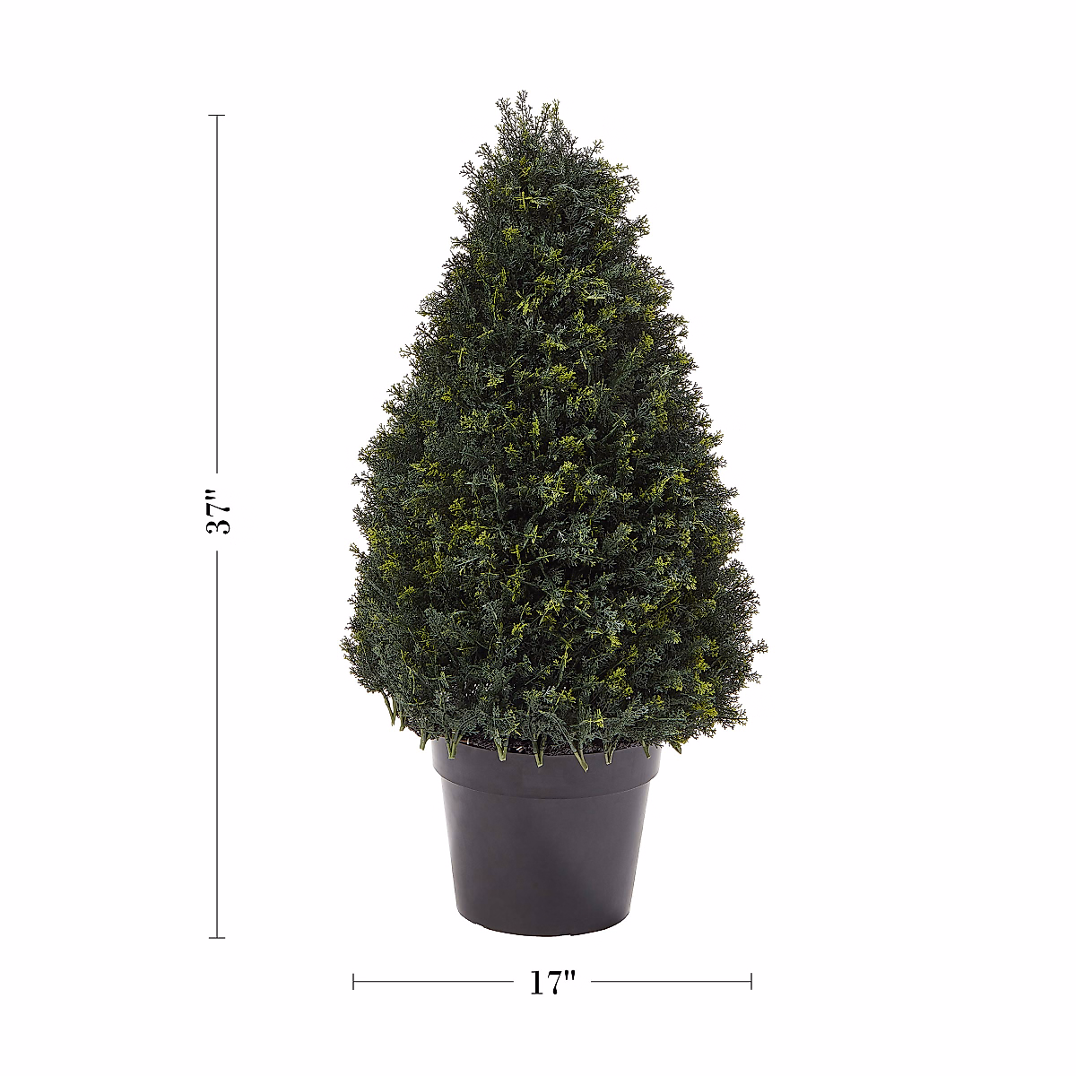 Home Pure Garden Artificial Cypress Topiary-37” Tower Style Faux Plant in Sturdy Realistic Indoor or Outdoor Potted Shrub Décor