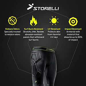 Storelli BodyShield Goalkeeper Leggings 3, High-Impact Protection, Sweat-Wicking, UV-Resistant Athletic Bottoms for Soccer & Heavy-Duty Sports | Black | Medium