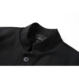 THWEI Mens Casual Suit Blazer Jackets Stand Collar Business Sport Coats Black Medium