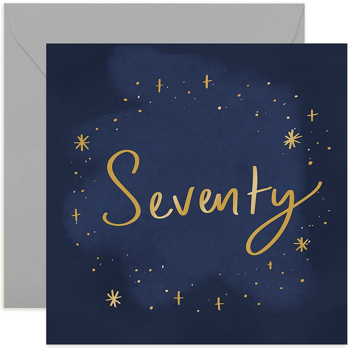 Old English Co. Stars 70th Birthday Card - Stylish Gold Foil Seventieth Celebrations Greeting Card for Her or Him | Seventy Card For Men and Women | Blank Inside & Envelope Included (70th)
