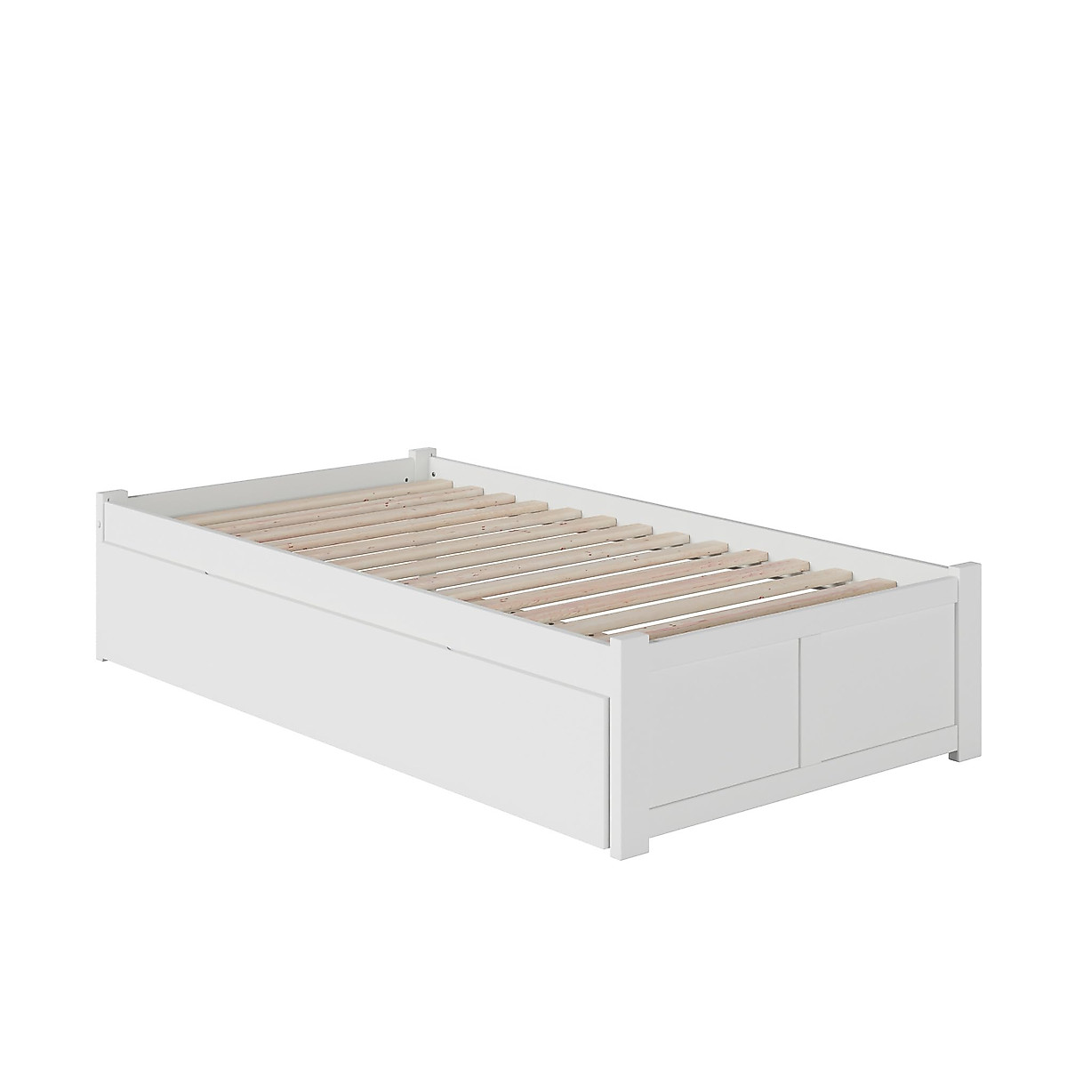 AFI Concord Twin XL Size Platform Bed with Footboard & Twin XL Trundle in White