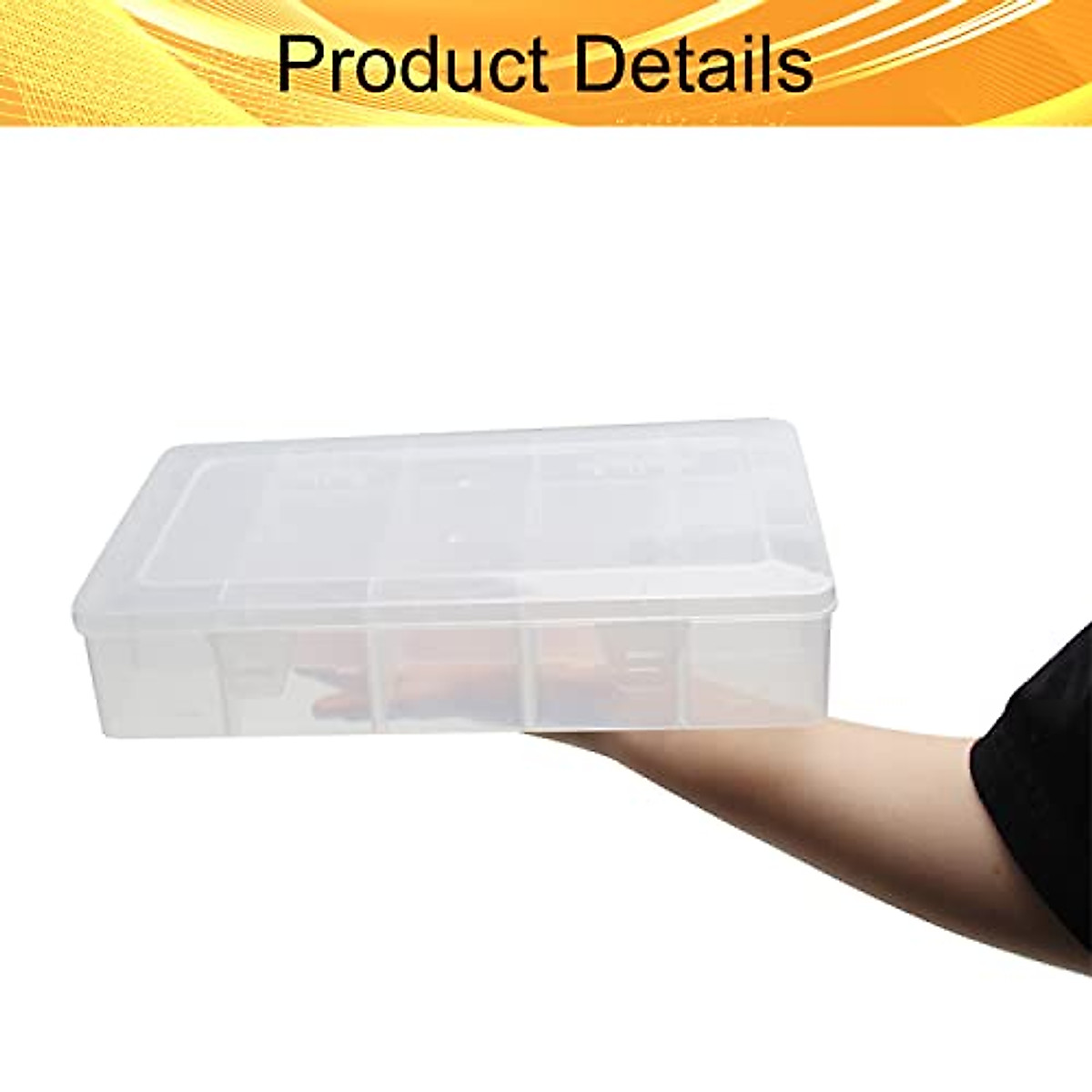 Juvielich Clear Plastic Organizer Box, 15 Grids Storage Container Jewelry Box with Adjustable Dividers, for Beads Art DIY Crafts Jewelry Fishing Tackles 11.02"x6.69"x2.17"(LxWxH)