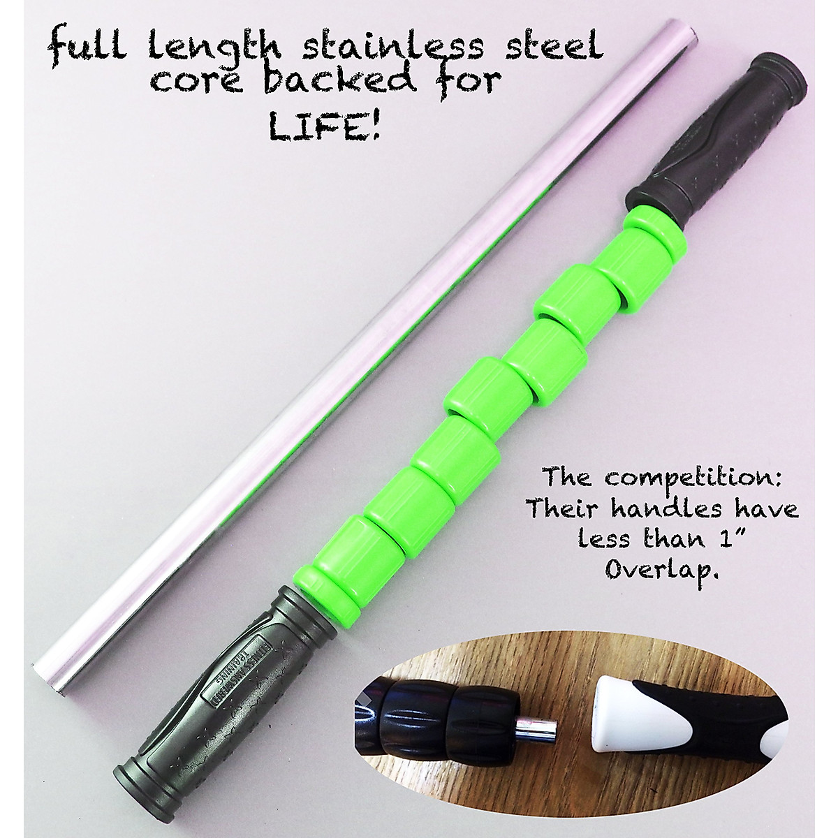 The Stick Massage Roller Original | Muscle Roller Massage Stick for Legs | Exercise Roller Massage Tools for Sports Athletes and Runners 17.75" - Original Green
