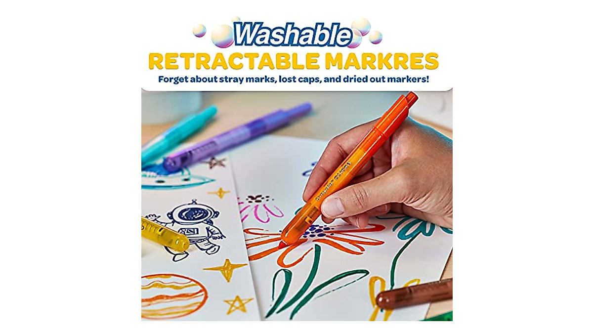 Crayola Washable Markers with Retractable Tips for Kids and School