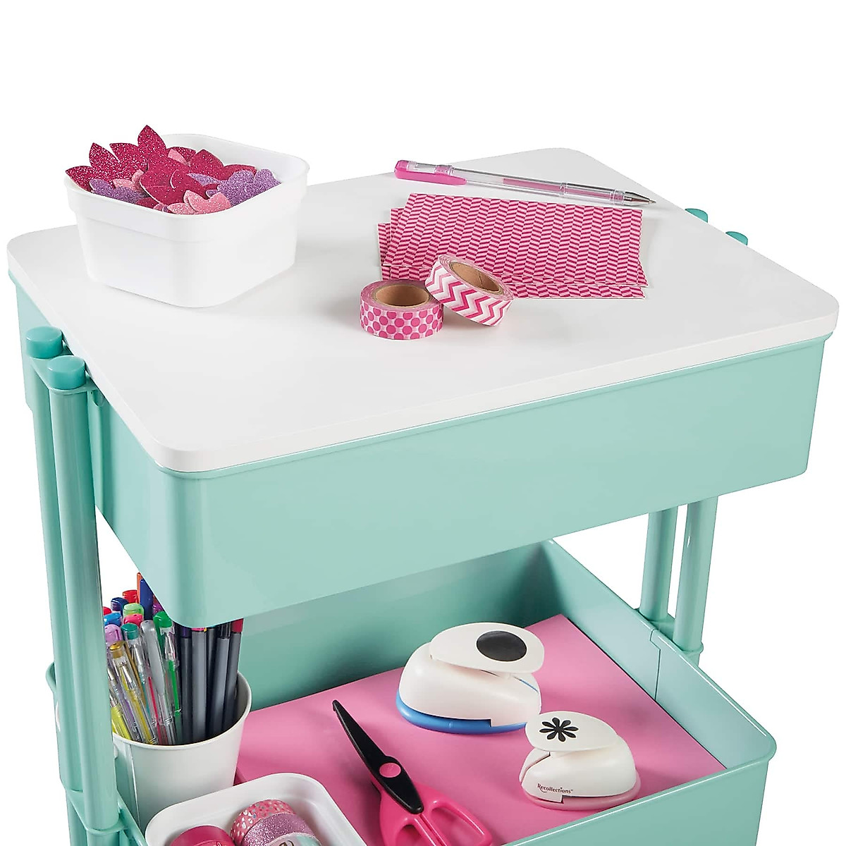 Recollections White Lexington Wood Cart Topper Includes Removable Wooden Tabletop, Compatible with the Lexington Cart - 1 Pack