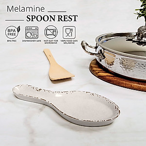 UPware Melamine Spoon Rest Spoon Holder Kitchen Utensil Holders 9.625 Inch for Kitchen Counter Dining Table (Crackle Cream)