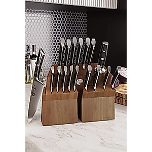 DALSTRONG Knife Block Set - 18 Piece Colossal Knife Set - Gladiator Series - High Carbon German Steel - Acacia Wood - ABS Handles Kitchen Knives - Premium Kitchen Knife Set with Block - NSF Certified