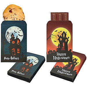 Iconikal Halloween Cookie Sleeves 120-Count - Spooky House & Jack-O-Lantern Designs - Perfect for Baked Goods, Treat Favors, Gifts